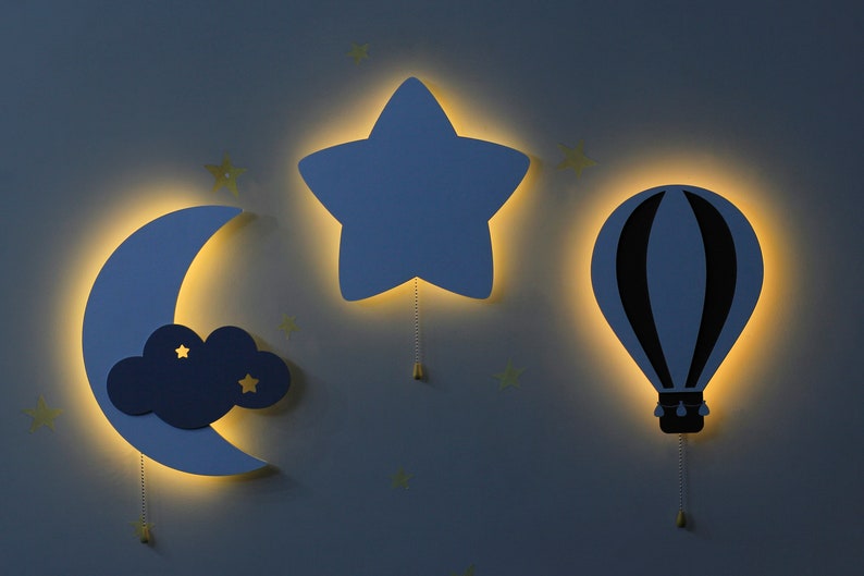 Original Baby Moon Night Light With Grey Cloud, Nursery Wall Light ...