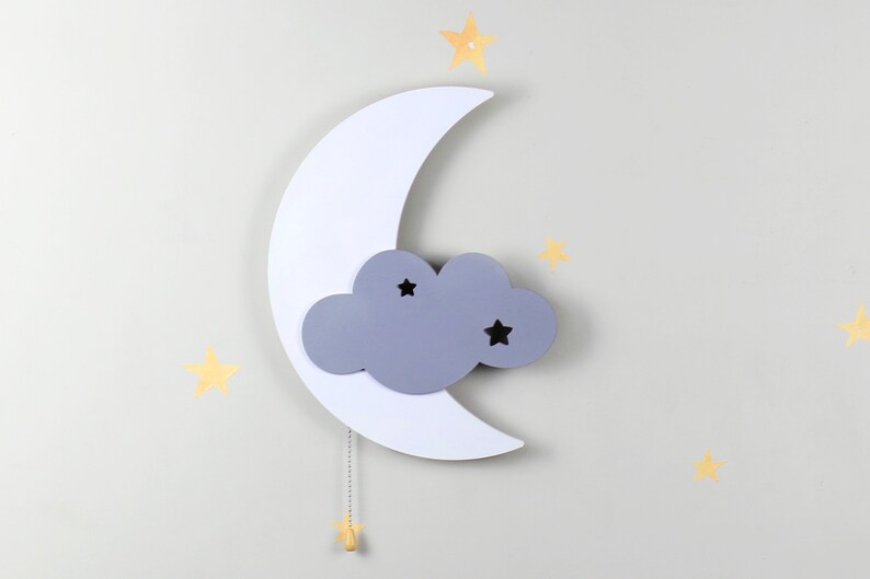 Original Baby Moon Night Light With Grey Cloud, Nursery Wall Light ...