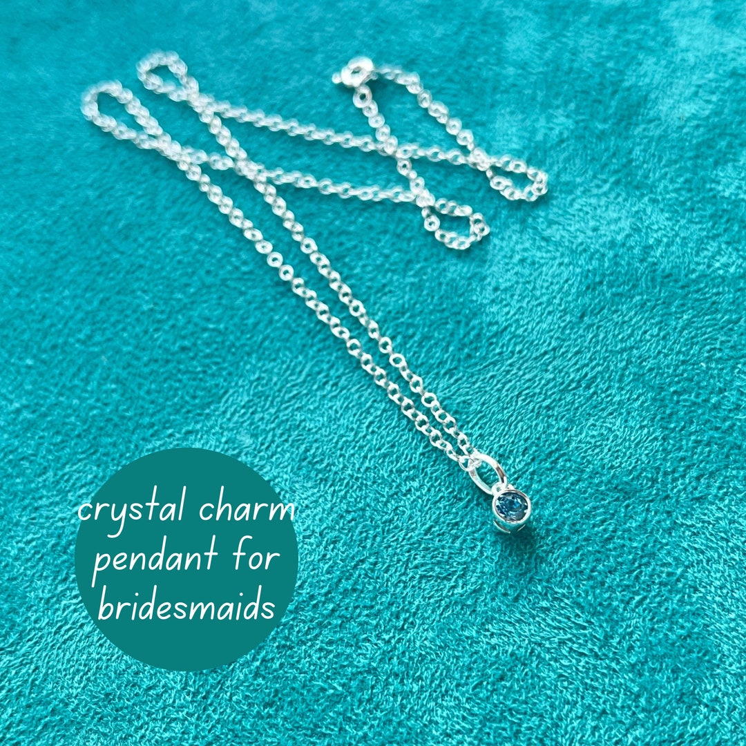 Crystal Birth Month Charm Pendant, Sterling Silver Charm Necklace for ...