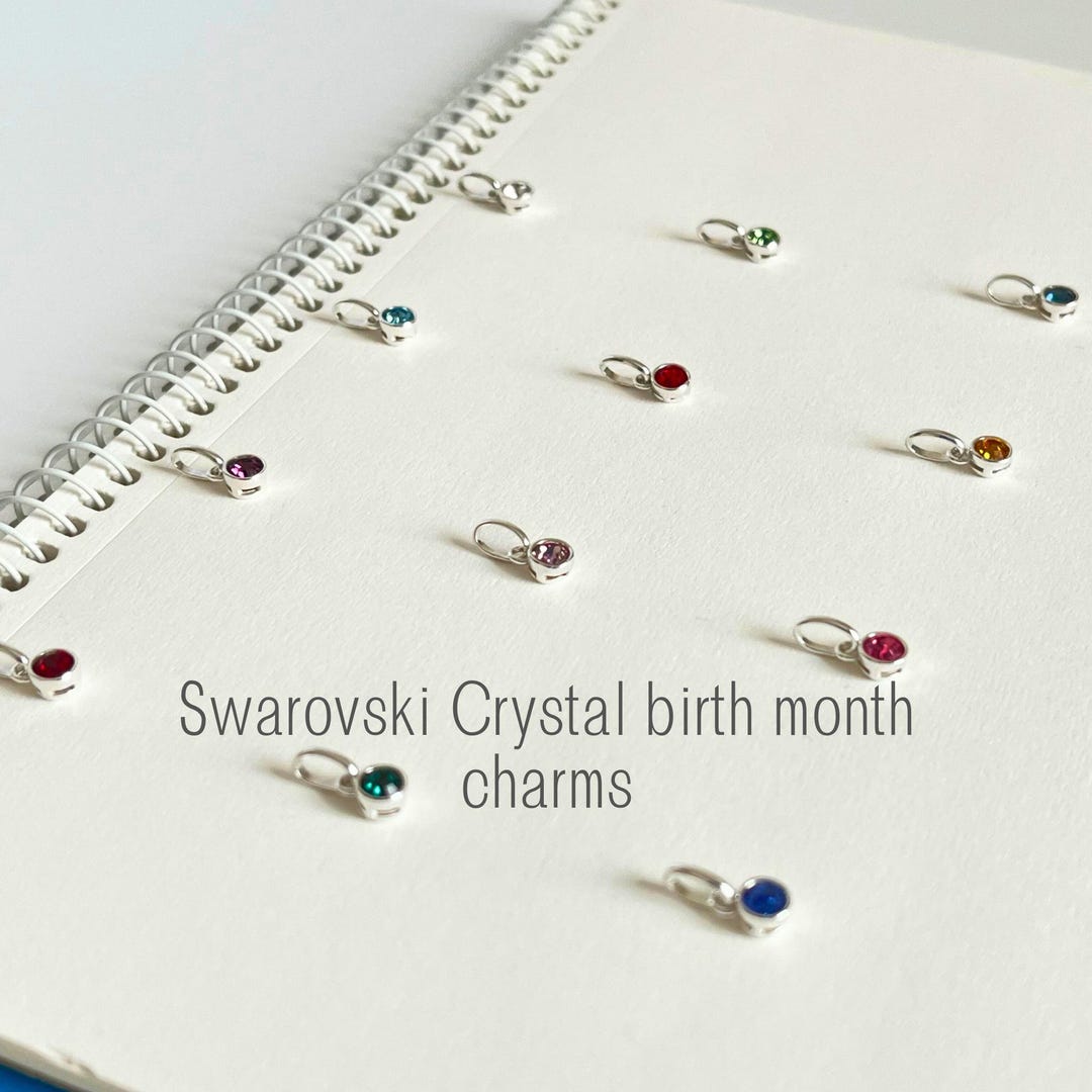 Birthstone Charms Swarovski Crystal Sterling Silver Birth Month Charms ...