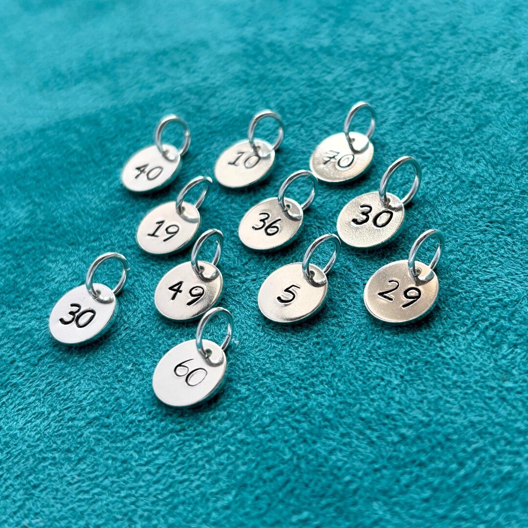 Hand Stamped Sterling Silver Number Charms, Milestone Jewellery, Add on ...