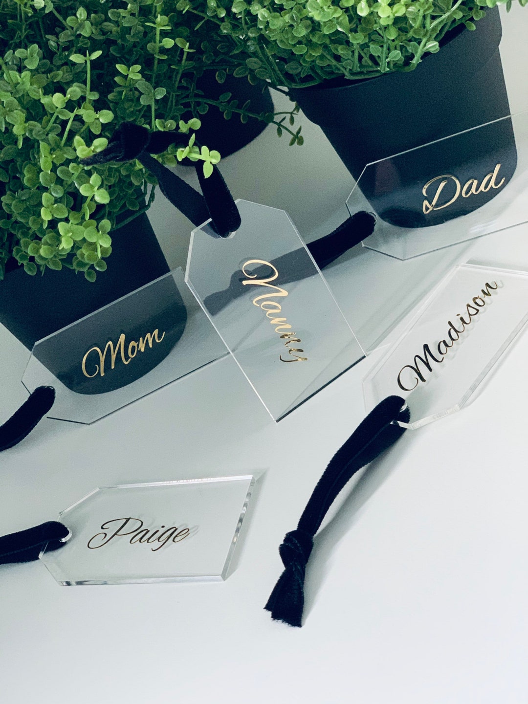 Luxury Velvet Personalised Acrylic Gift Name Tag , Keepsake - Etsy UK