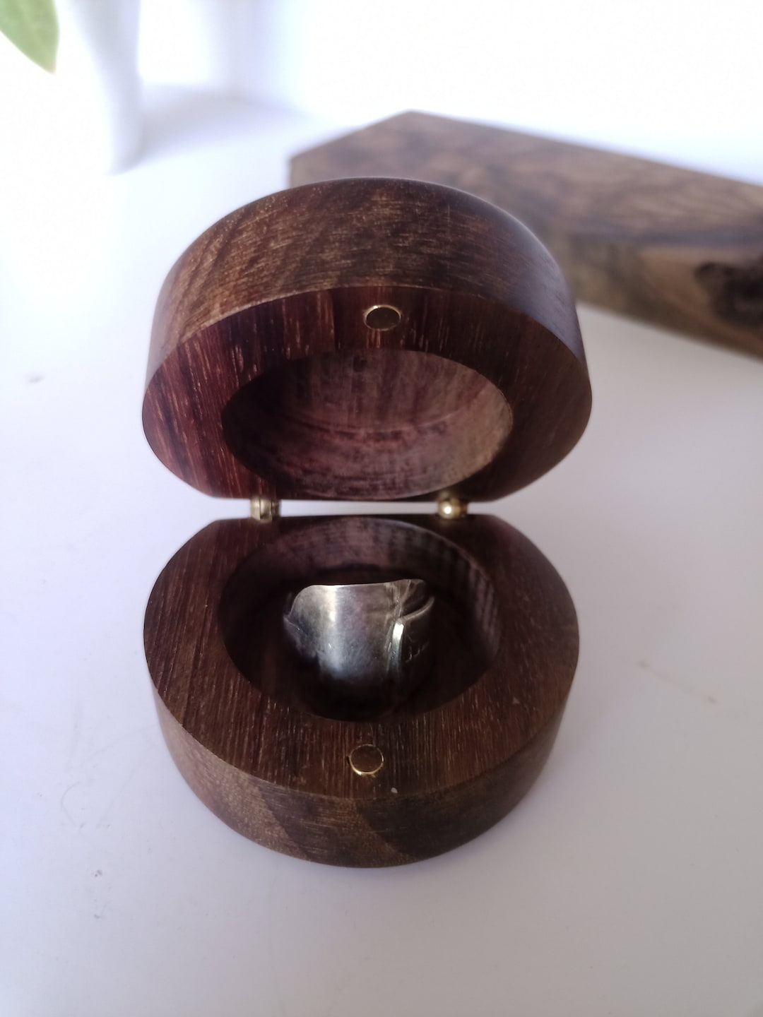 Bespoke Handmade Rosewood Wood Round Ring Trinket Display Presentation ...