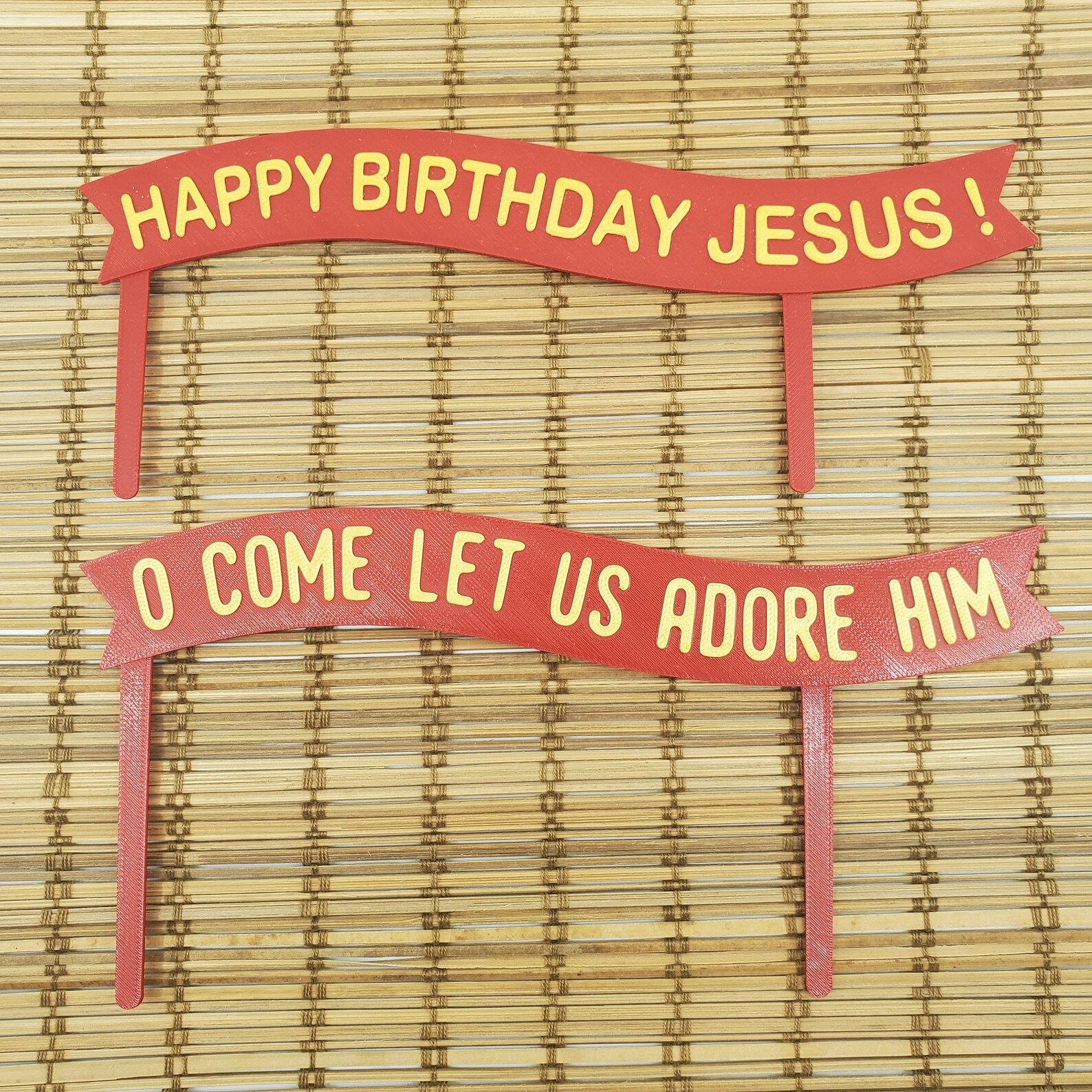 Christmas Nativity Cake Topper Set: 'O Come Let Us Adore Him' Banner - Etsy