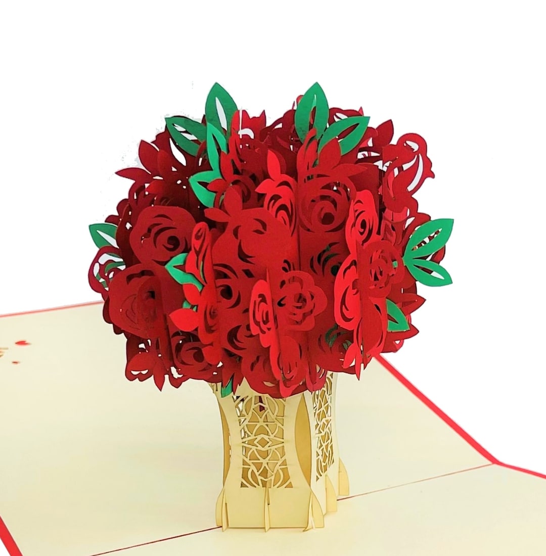 Rose Bouquet Pop-up Card: 3D Floral Love Note - Etsy