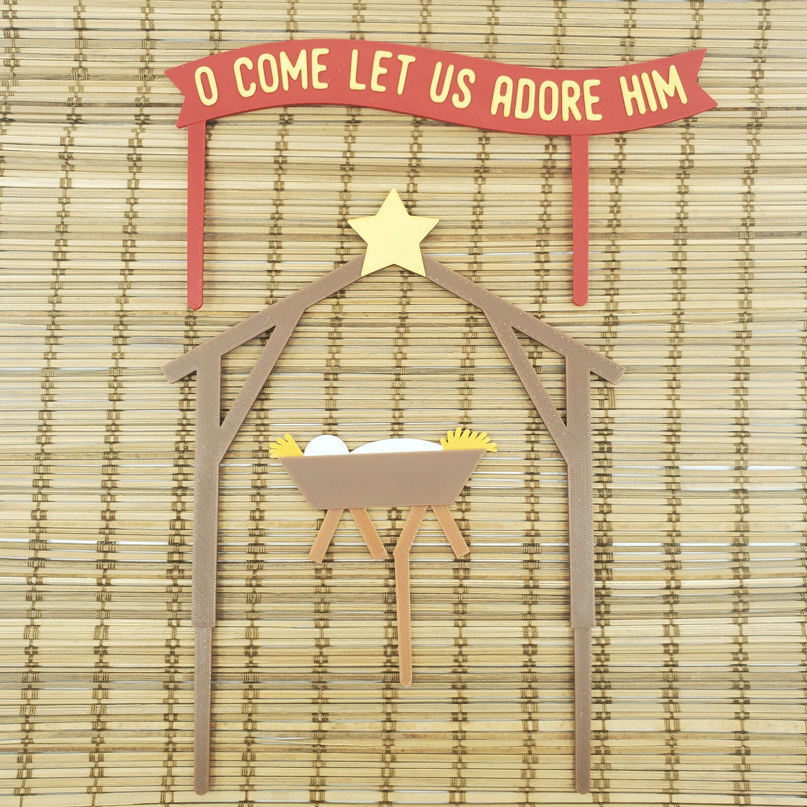 Christmas Nativity Cake Topper Set: 'O Come Let Us Adore Him' Banner - Etsy