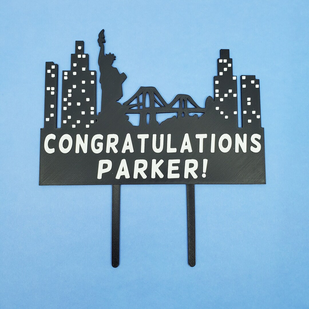 Personalized NYC Skyline Graduation Cake Topper - Etsy