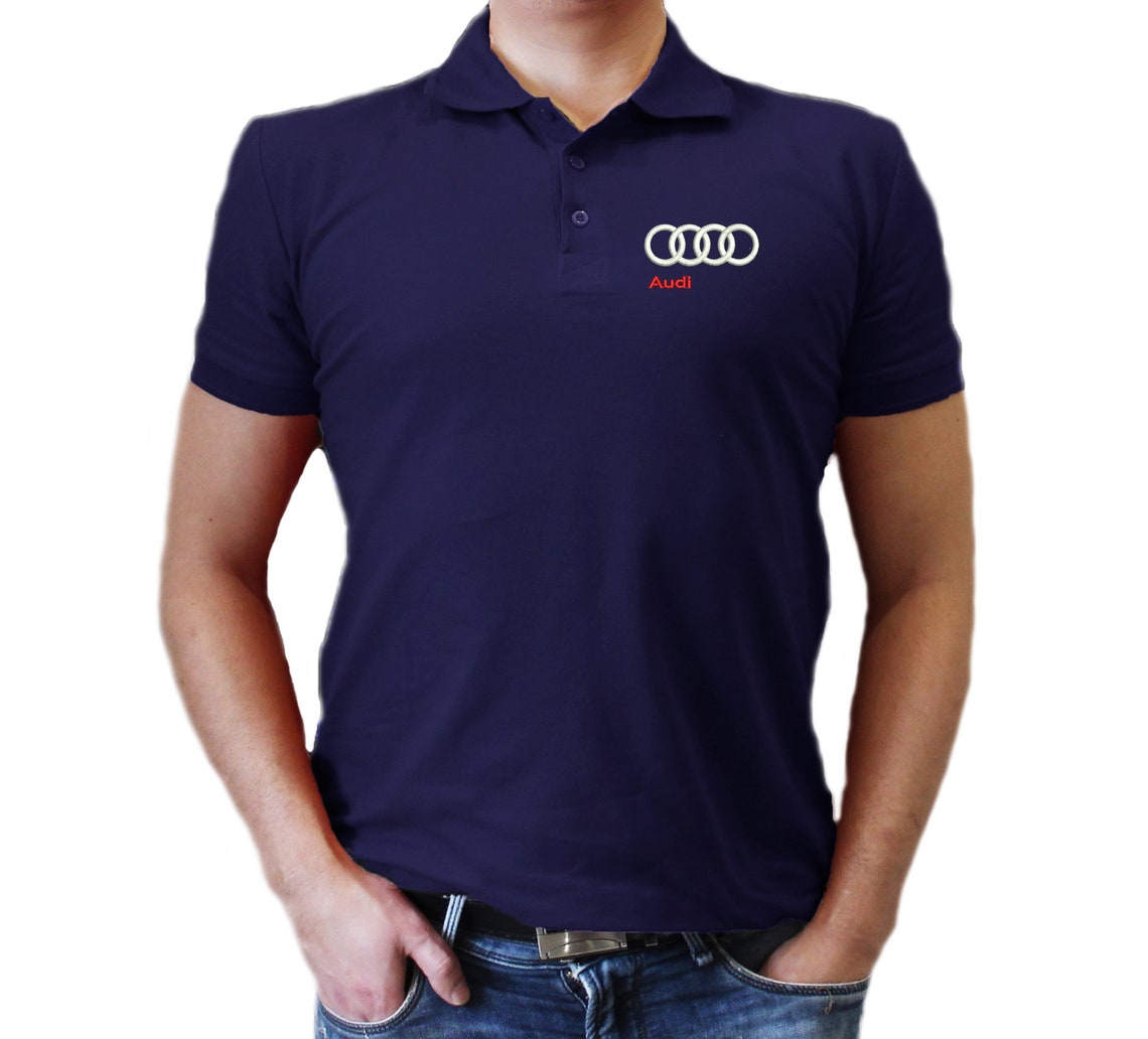 Audi Shirt mens Polo Embroidered logo Auto Car | Etsy