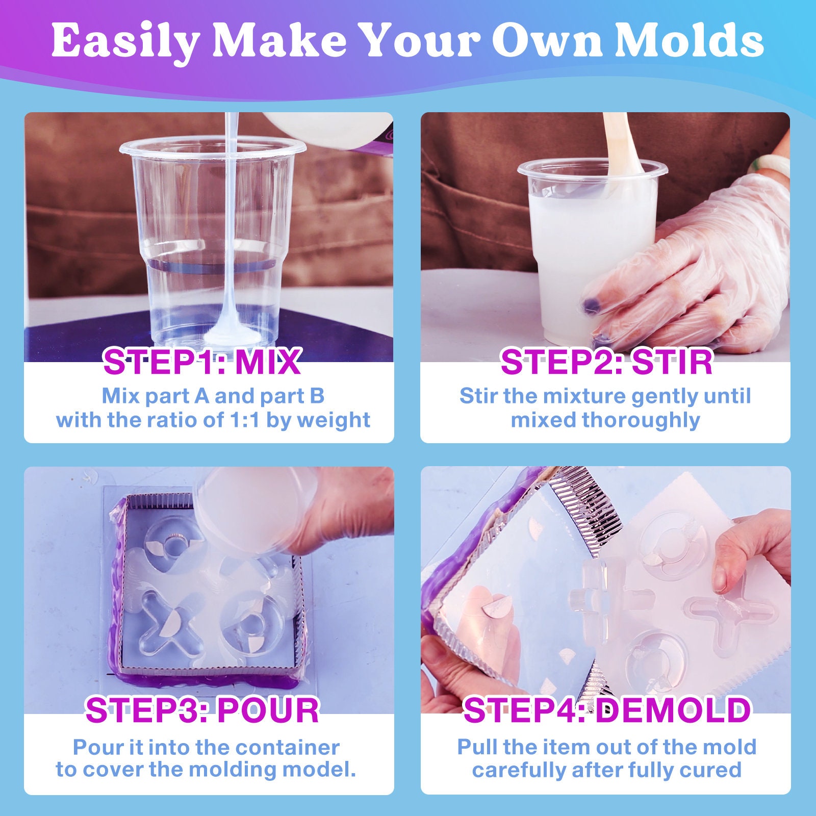 LET'S RESIN Flexible Silicone Mold Making Kit 43oz Liquid - Etsy