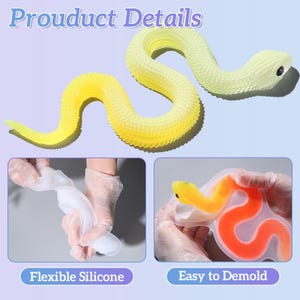 LET'S RESIN 2pcs Snake Resin Molds, Flexible 3D Snake Silicone Molds ...