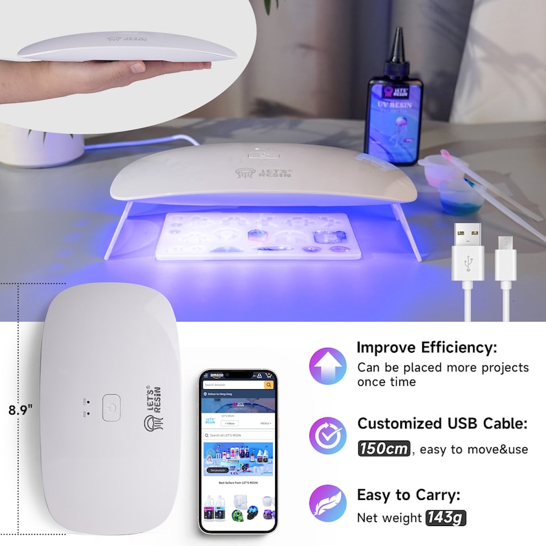 Let's Resin UV Light for Resin, Large Size Portable UV Resin Light ...