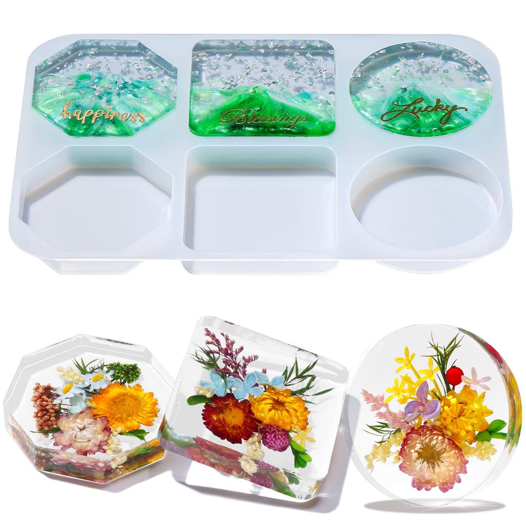 LET'S RESIN Extra Deep Coaster Resin Molds, 6 Cavity Round/square ...