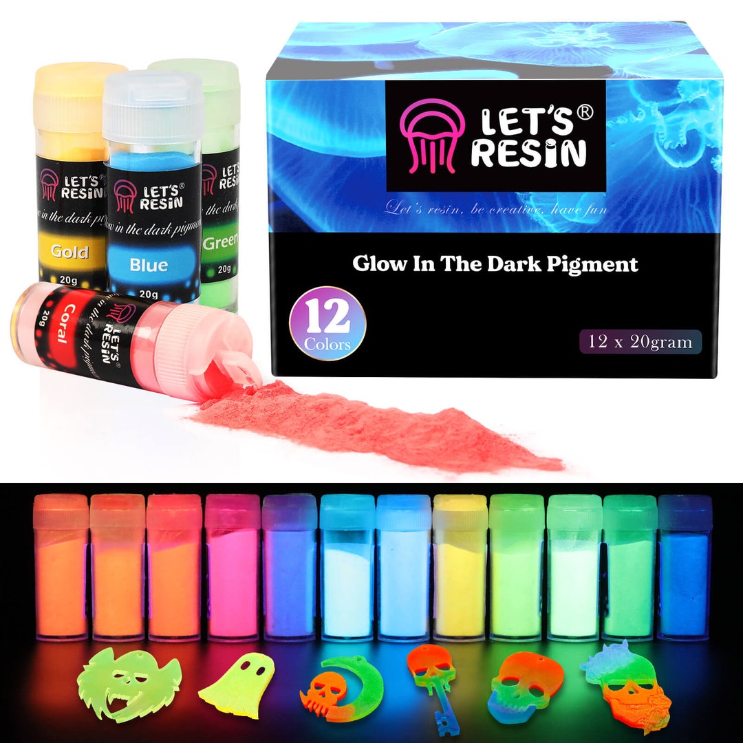 LET'S RESIN 12 Colors Glow in the Dark Pigment Powder,upgraded Luminous ...