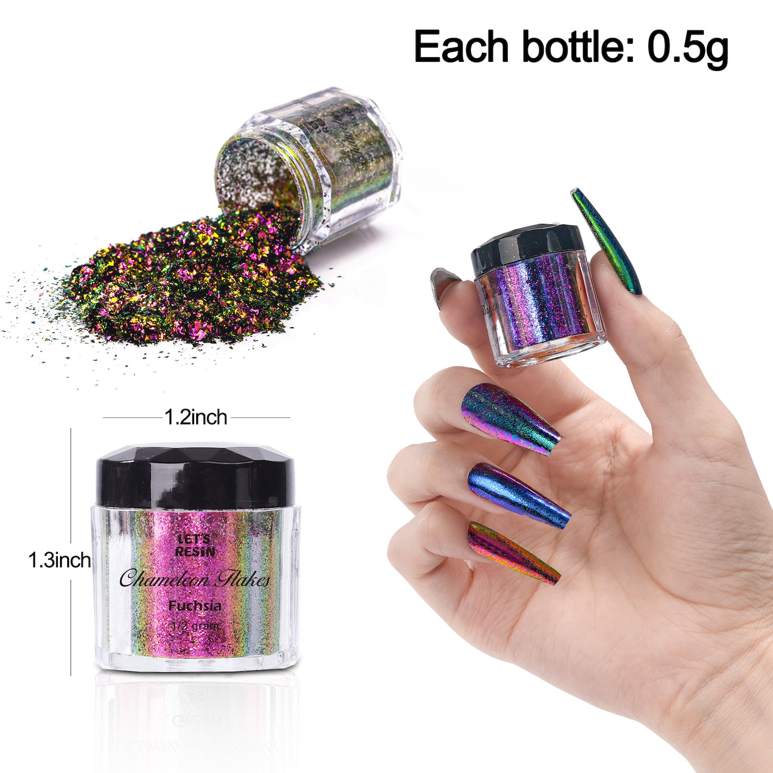 LET'S RESIN Chameleon Flakes, 5 Color Intense Colorshift Pigments ...