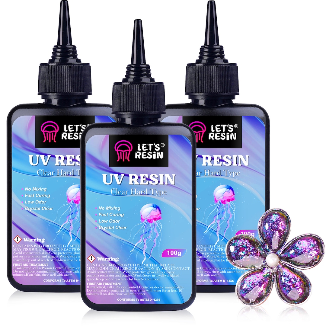 LET'S RESIN UV Resin, 300g Low Viscosity Crystal Clear Thin Resin Kit, Quick-curing & Low ...