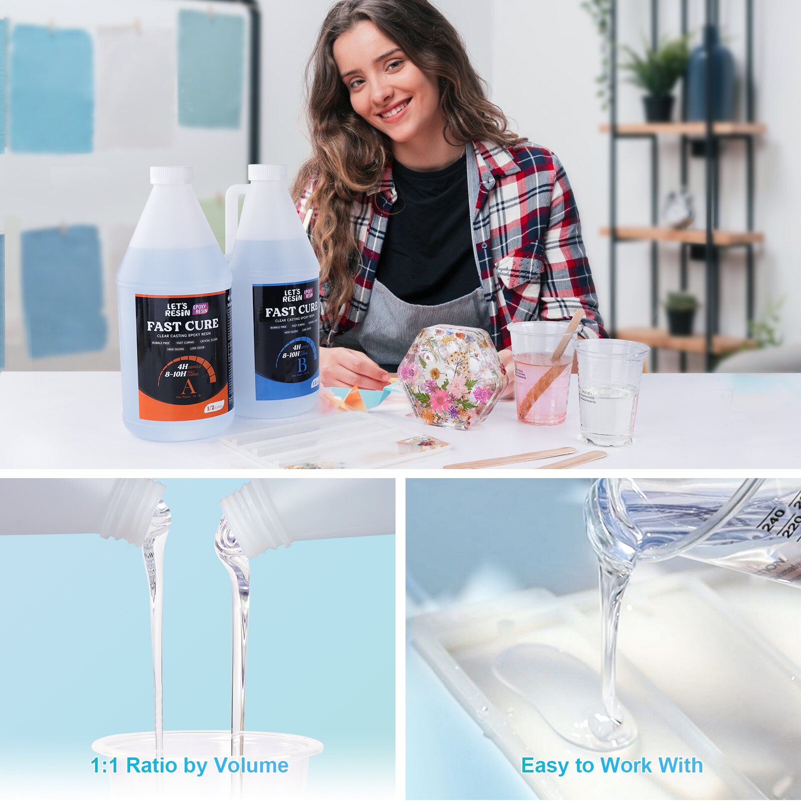 LET'S RESIN Fast Cure Resin Epoxy for Jewelry,1 Gallon Quick Dry Resin ...