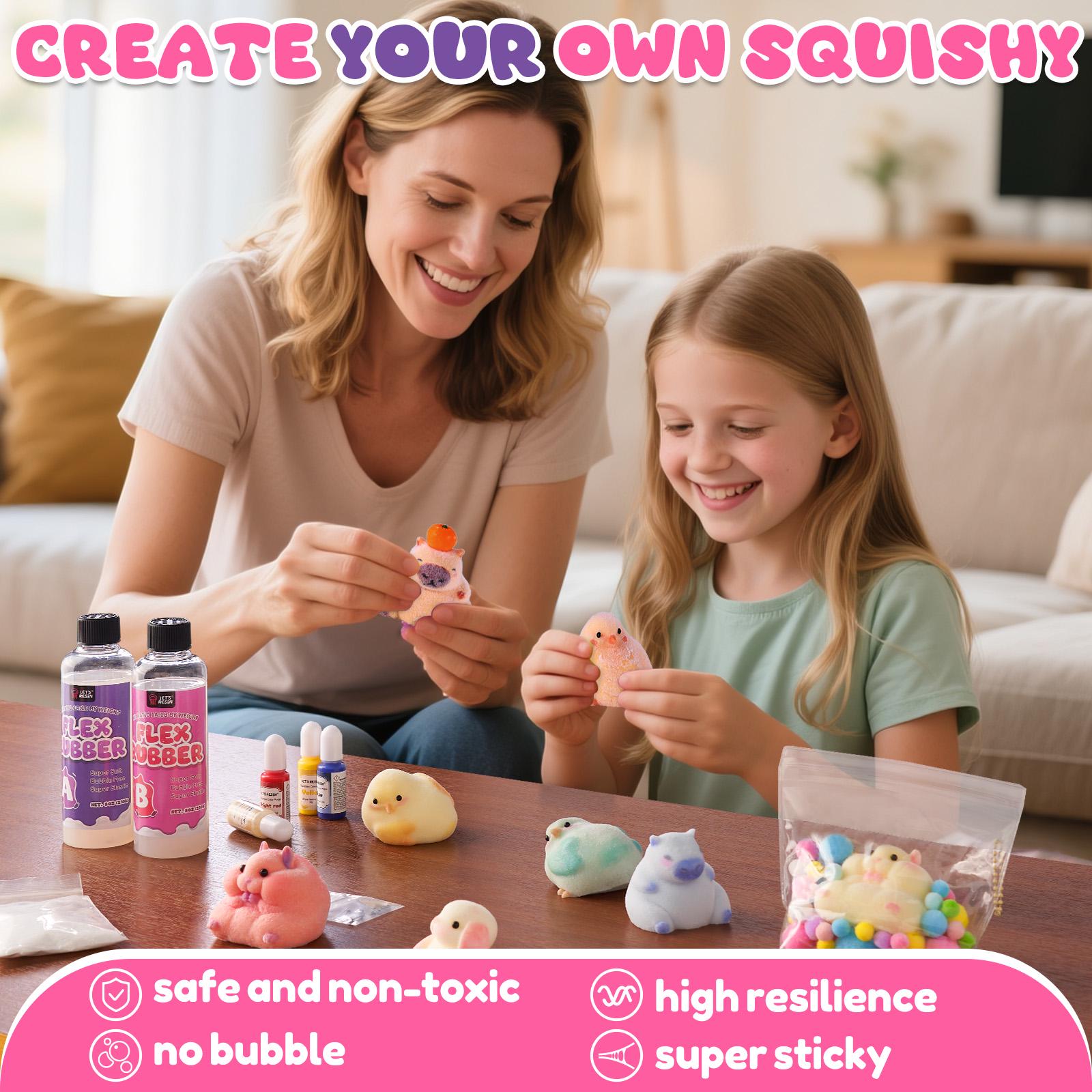 LET'S RESIN Squishy Maker Kit, Animal Molds, Flex Rubber, Beginner DIY ...