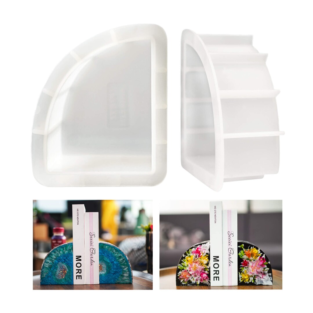 LET'S RESIN Bookends Resin Molds,1 Pair Geode Book Organize Resin Molds ...