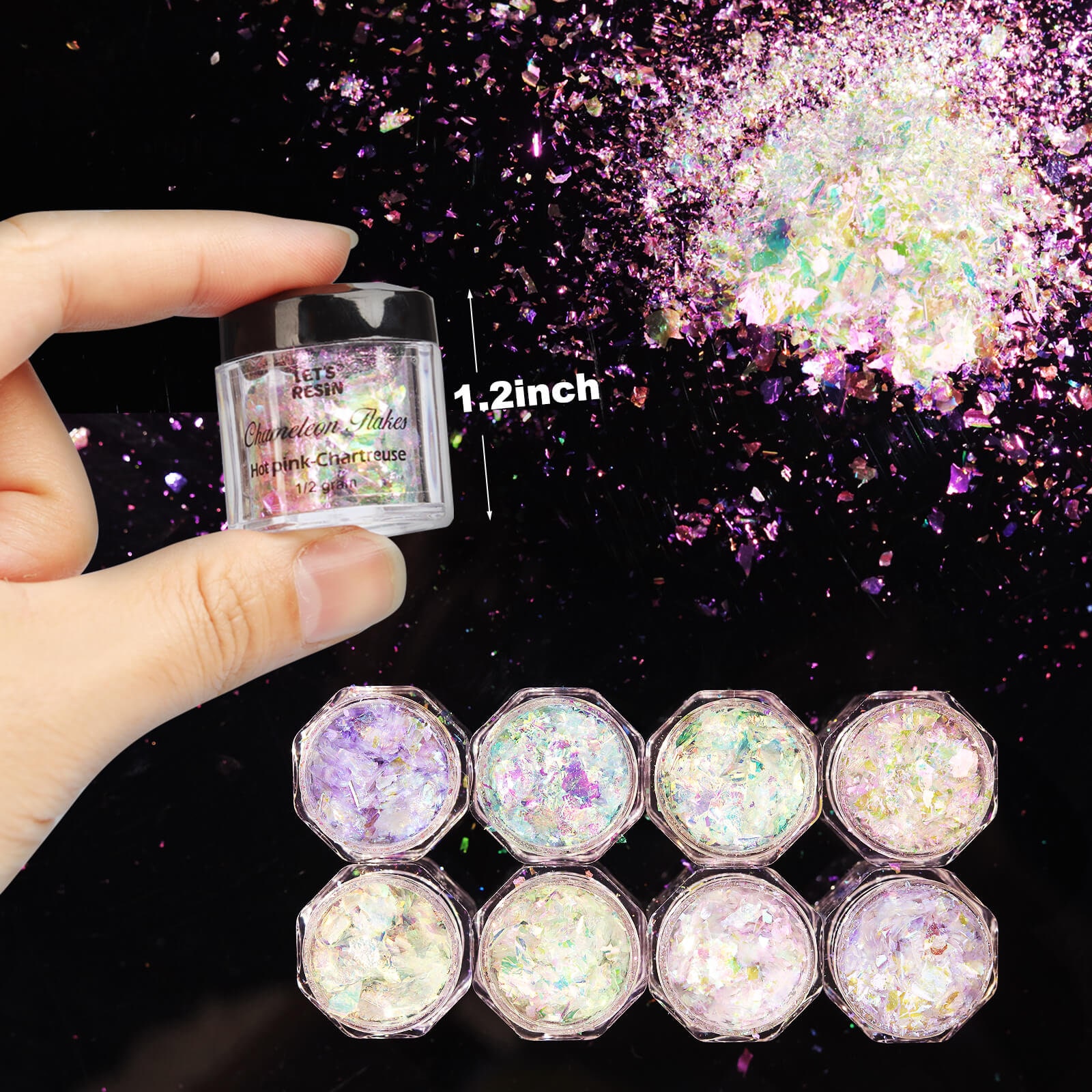 LET'S RESIN Chameleon Mica Flakes, 8 Color Intense Colorshift Pigment ...