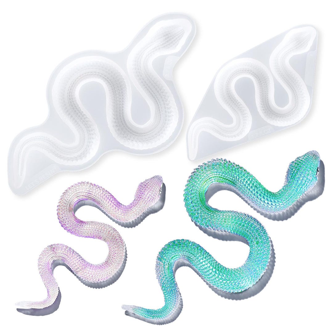 LET'S RESIN 2pcs Snake Resin Molds, Flexible 3D Snake Silicone Molds ...