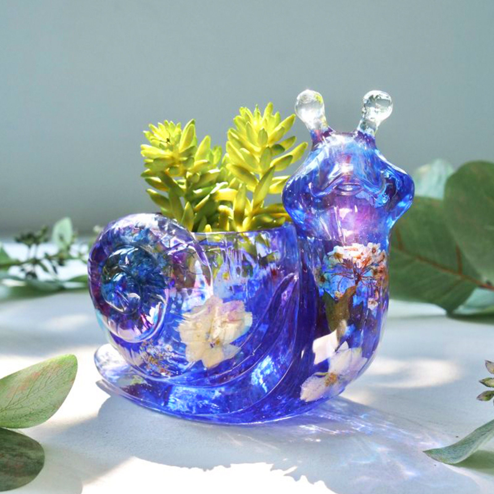 LET'S RESIN Snail Silicone Molds for Epoxy Resin, 3D Large Flower Pot ...