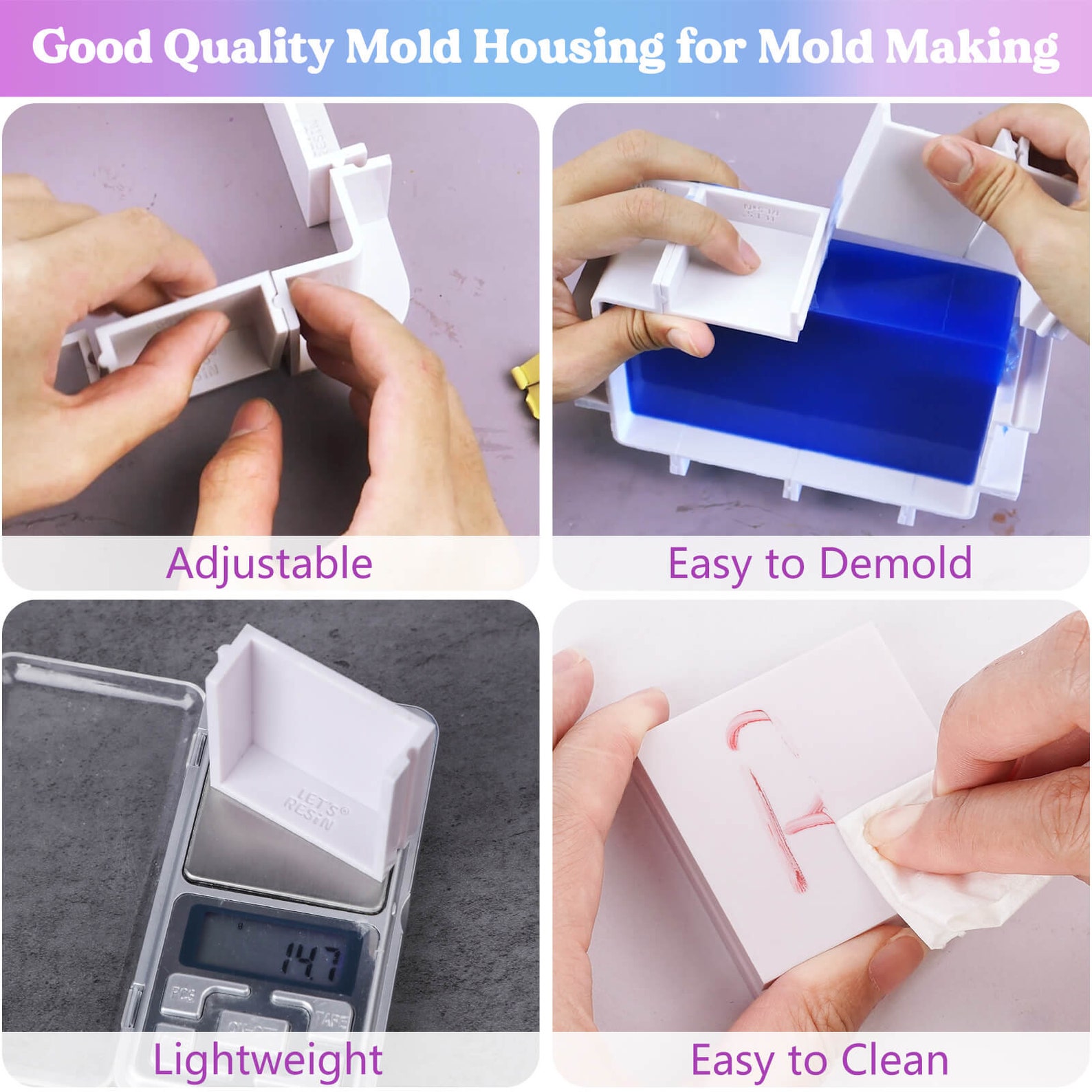 LET'S RESIN Adjustable Mold Housing for Silicone Molds Making, Mold ...