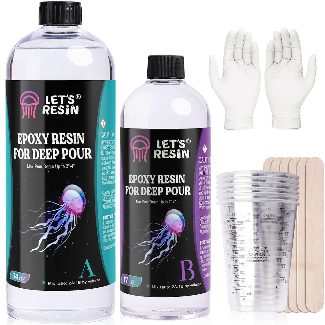 LET'S RESIN Deep Pour Epoxy Resin,51oz Low Viscosity Resin Kit for 2-4 ...