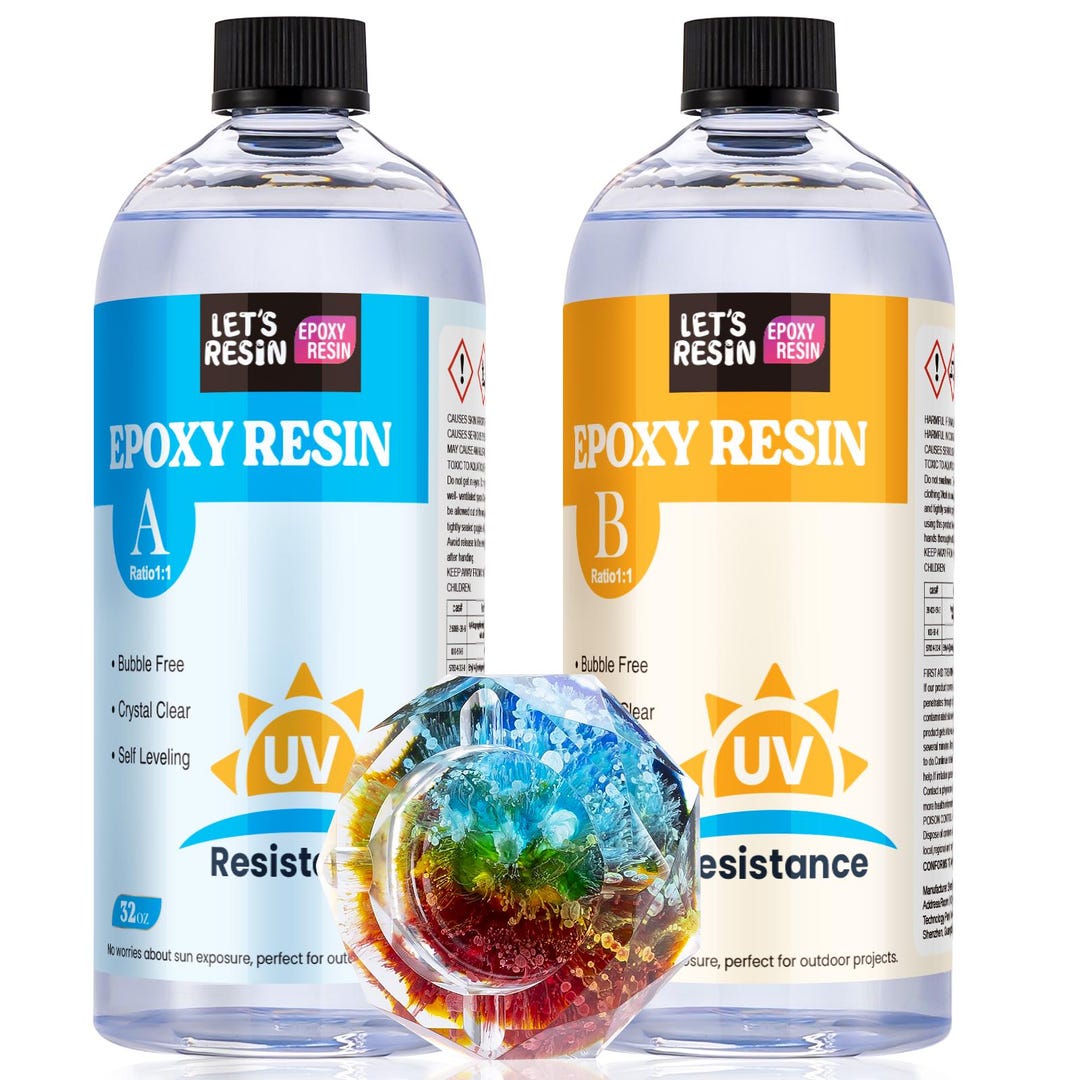 LET'S RESIN 64oz UV Resistant Resin Epoxy, Upgrade Formula Crystal Clear & Bubble Free Epoxy ...
