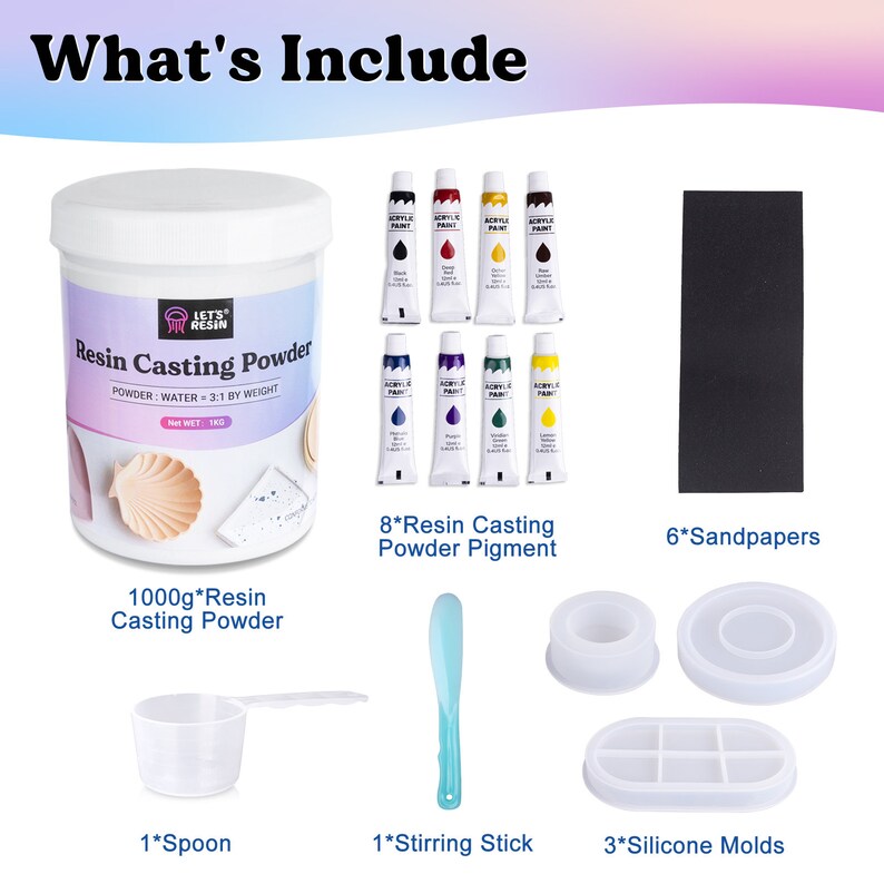 LET'S RESIN Resin Casting Powders Starter Kit,1000g Fast Cured Odorless ...