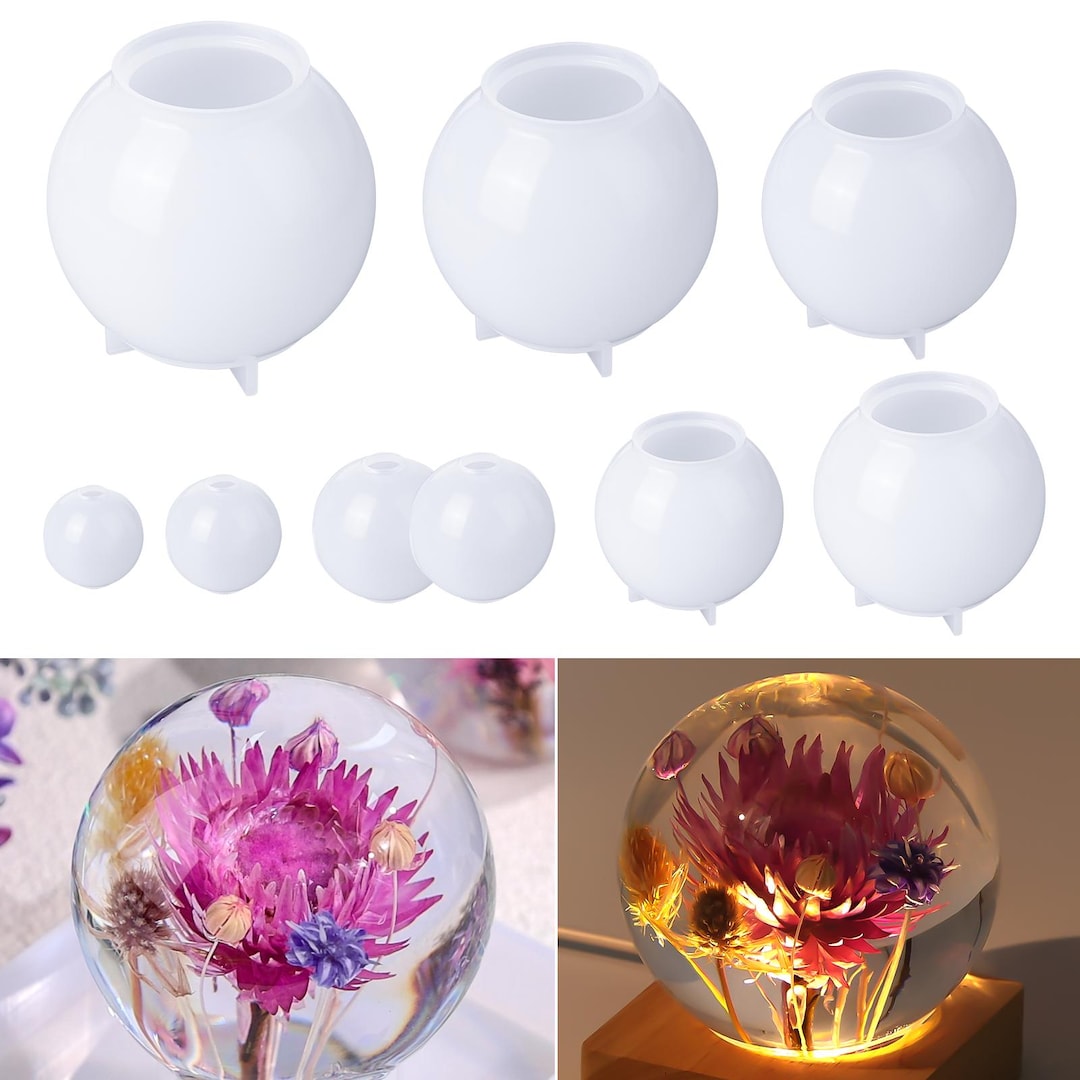 LET'S RESIN Upgraded 9 Seamless 3D Sphere Silicone Molds for Resin ...