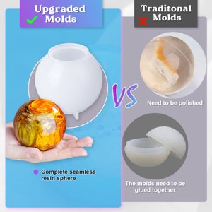 LET'S RESIN Upgraded 9 Seamless 3D Sphere Silicone Molds for Resin ...