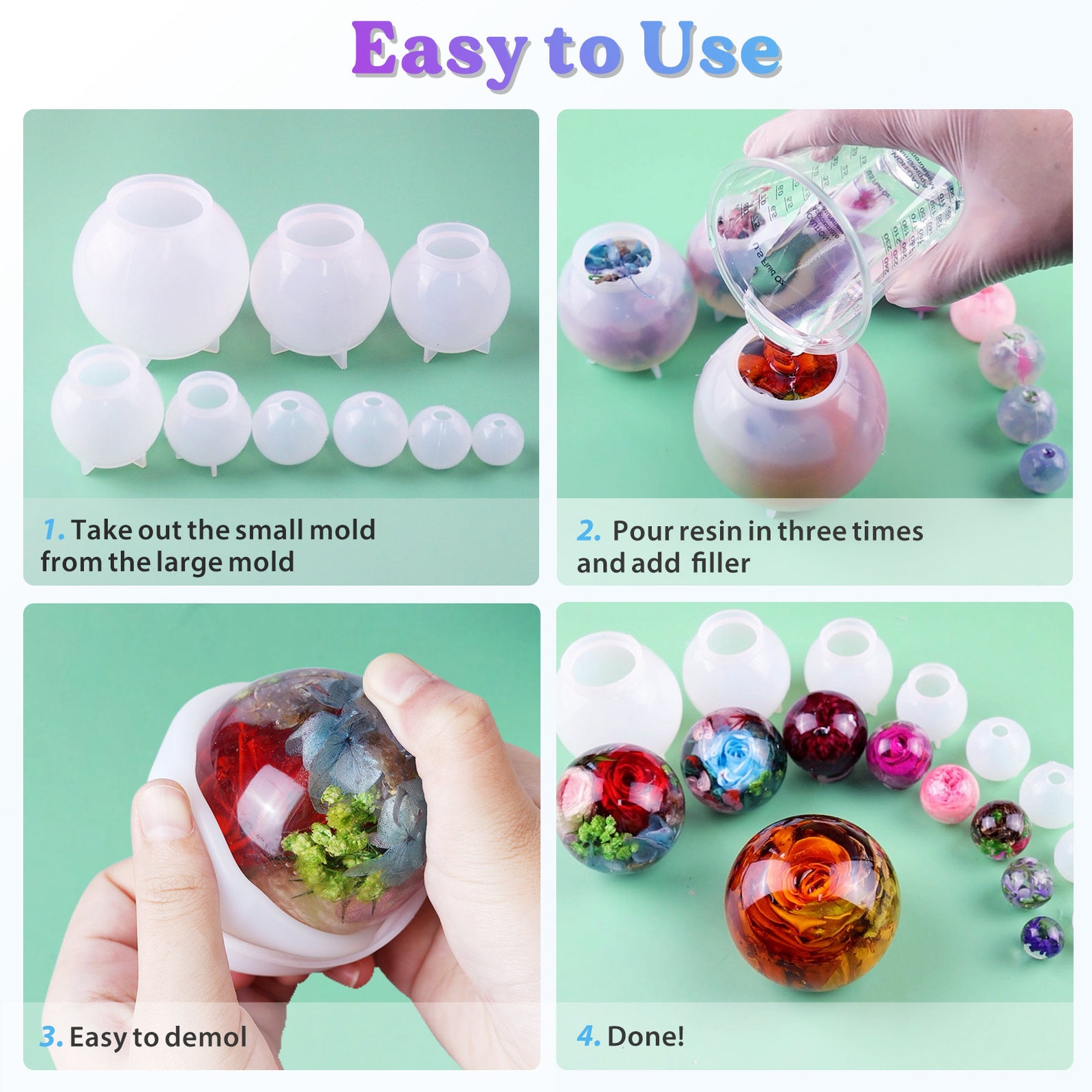 LET'S RESIN Upgraded 9 Seamless 3D Sphere Silicone Molds - Etsy