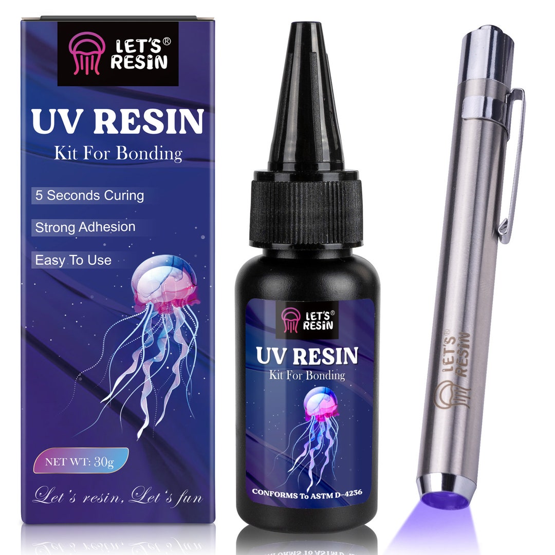 Let's Resin 30g UV Resin Kit With Light, Bonding & Curing in Seconds ...