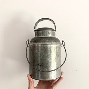Vintage Aluminum Metal Milk Pail With Lid,simple Rustic Primitive ...