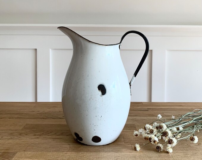 Antique Large White Agate Agateware Graniteware Pitcher,simple Rustic ...