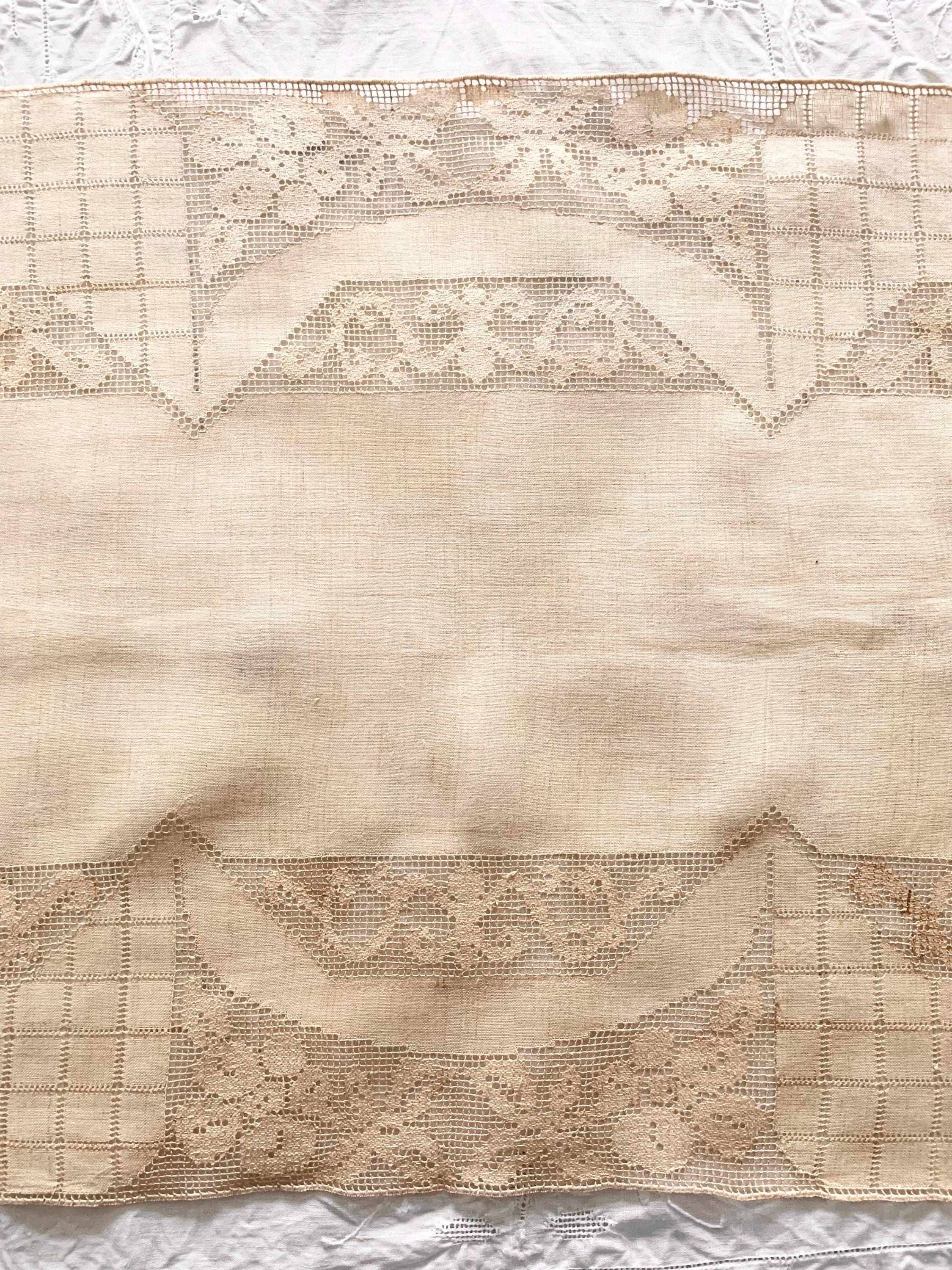 Antique Victorian Neutral Beige Floral Dresser Scarf Table Runner ...