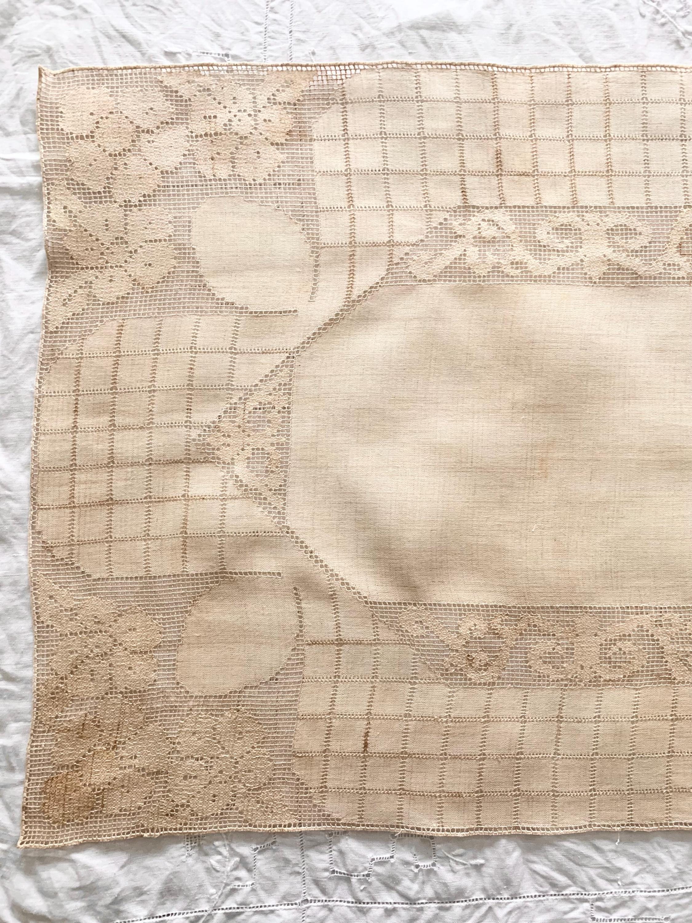 Antique Victorian Neutral Beige Floral Dresser Scarf Table Runner ...