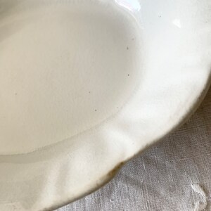 Antique White Stone Ironstone Fluted Edge Oval Serving Vegetable Dish ...