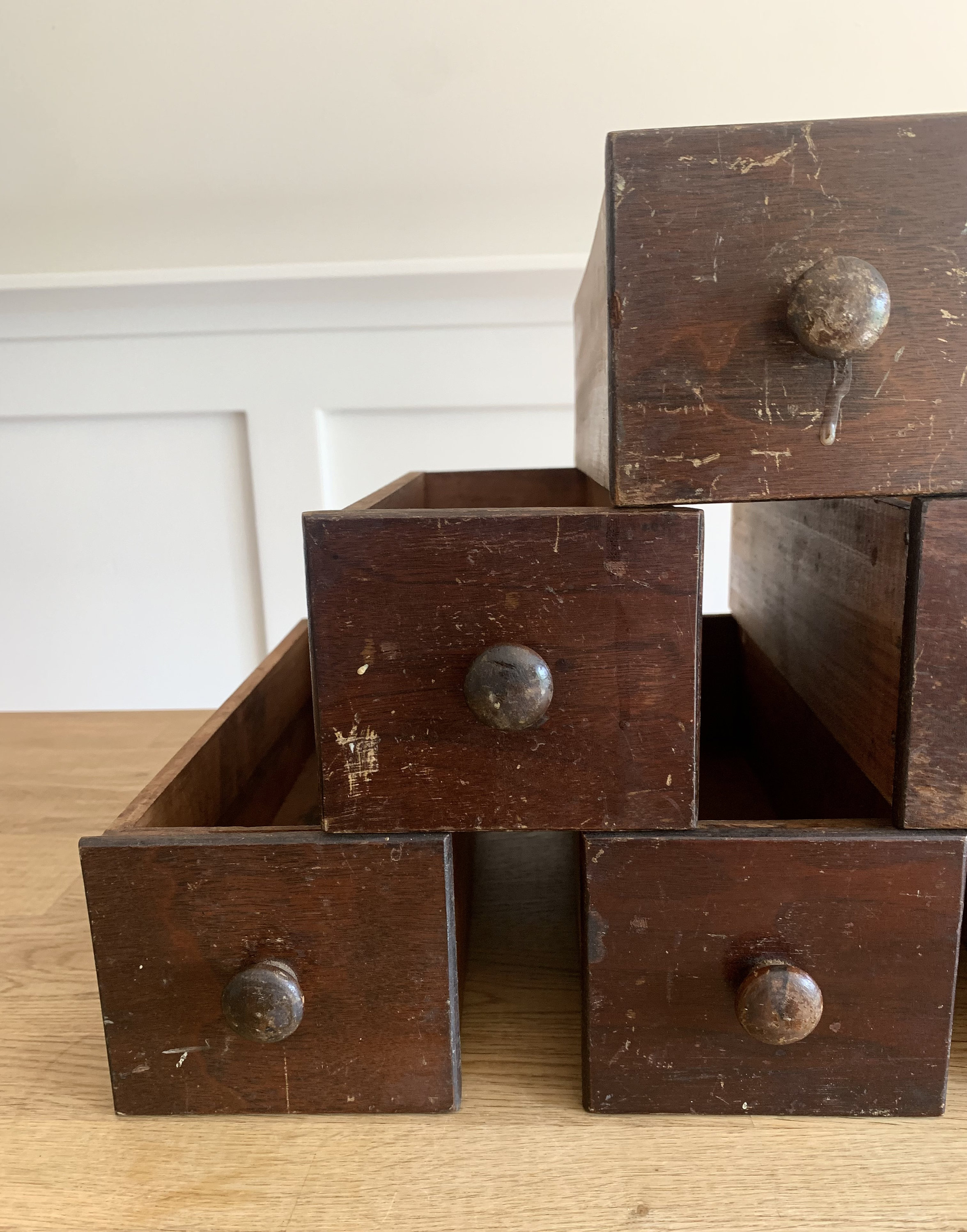 Vintage Long Wood Organizer Storage Box With Knob Pull Drawer,simple ...