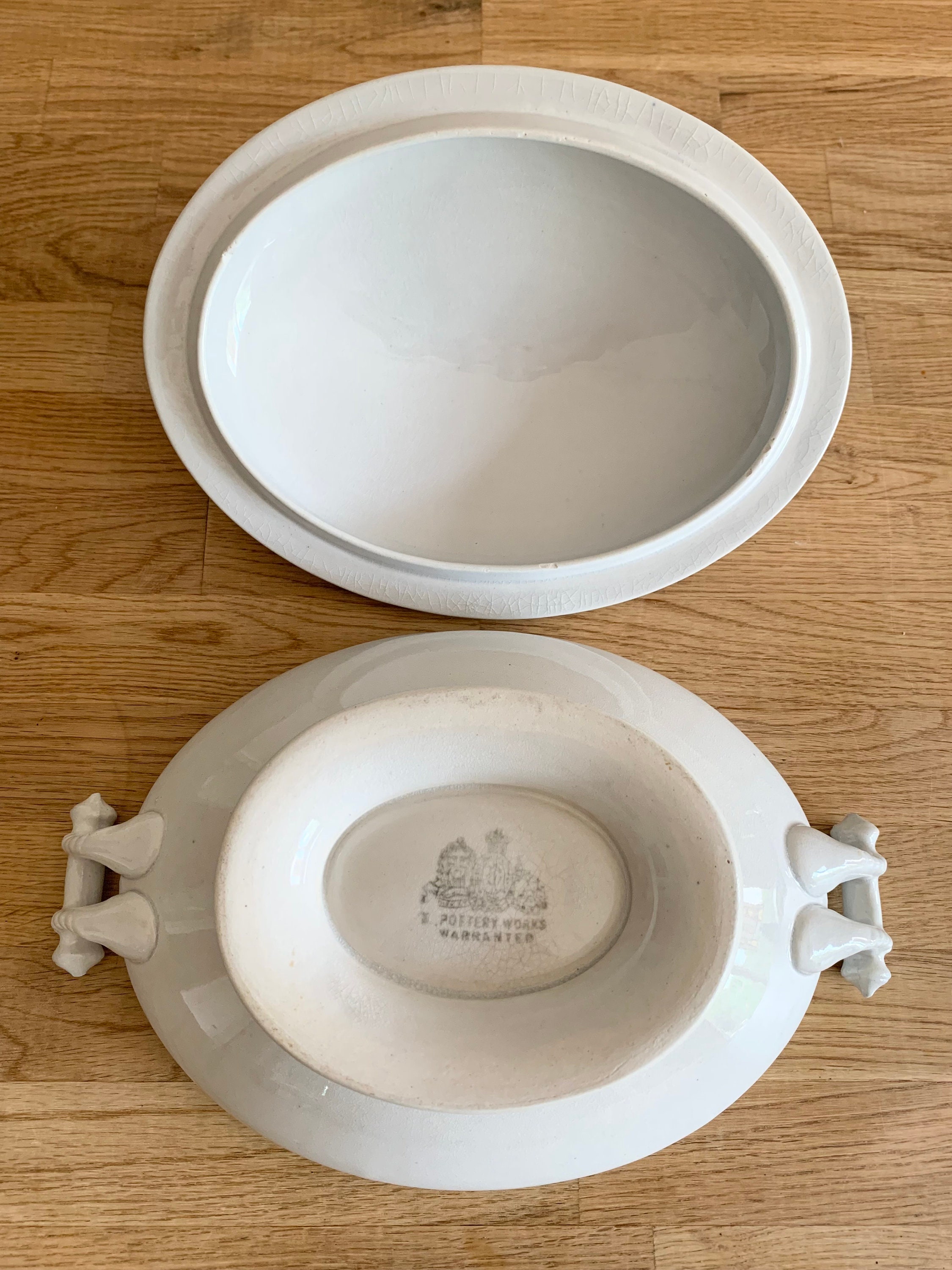 Antique Crazed W. Pottery Works White Ironstone Tureen With Lid,rustic ...