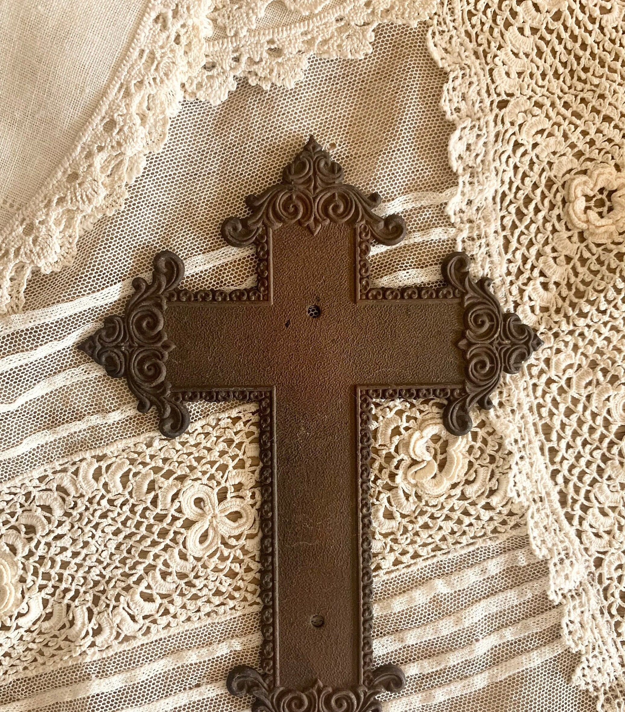 Antique Metal Decorative Religious Ornament Easter Christian Baptism ...