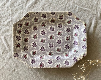 Antique Hexagonal Blue Floral Francis Morley Zamara Ironstone Serving ...