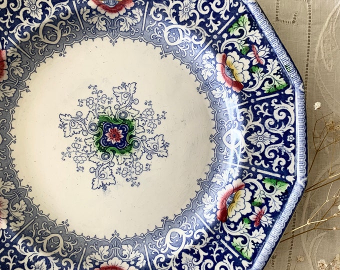 SET OF 6 Antique Victorian Blue Floral Francis Morley Zamara Ironstone ...
