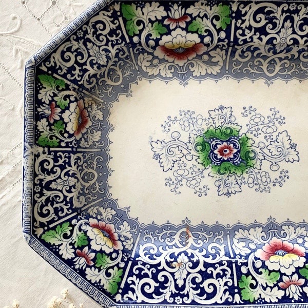 Antique Blue Platter - Etsy