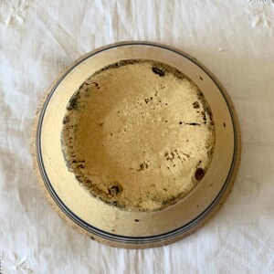 Antique Distressed Small Blue Striped Stoneware Pottery Yellowware ...
