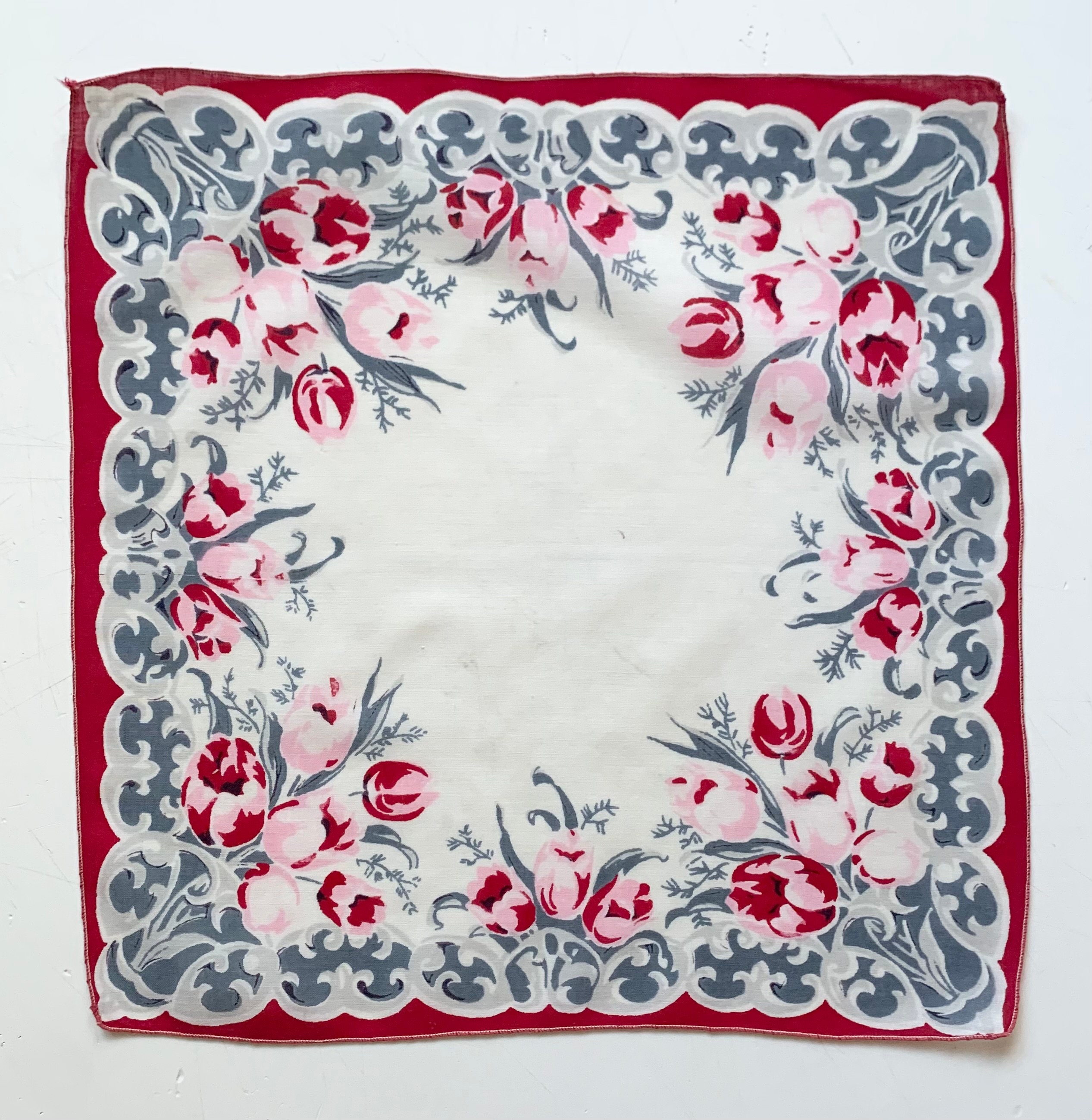 SET of 6 Vintage Square Floral Colorful Hankies Handkerchiefs,shabby ...
