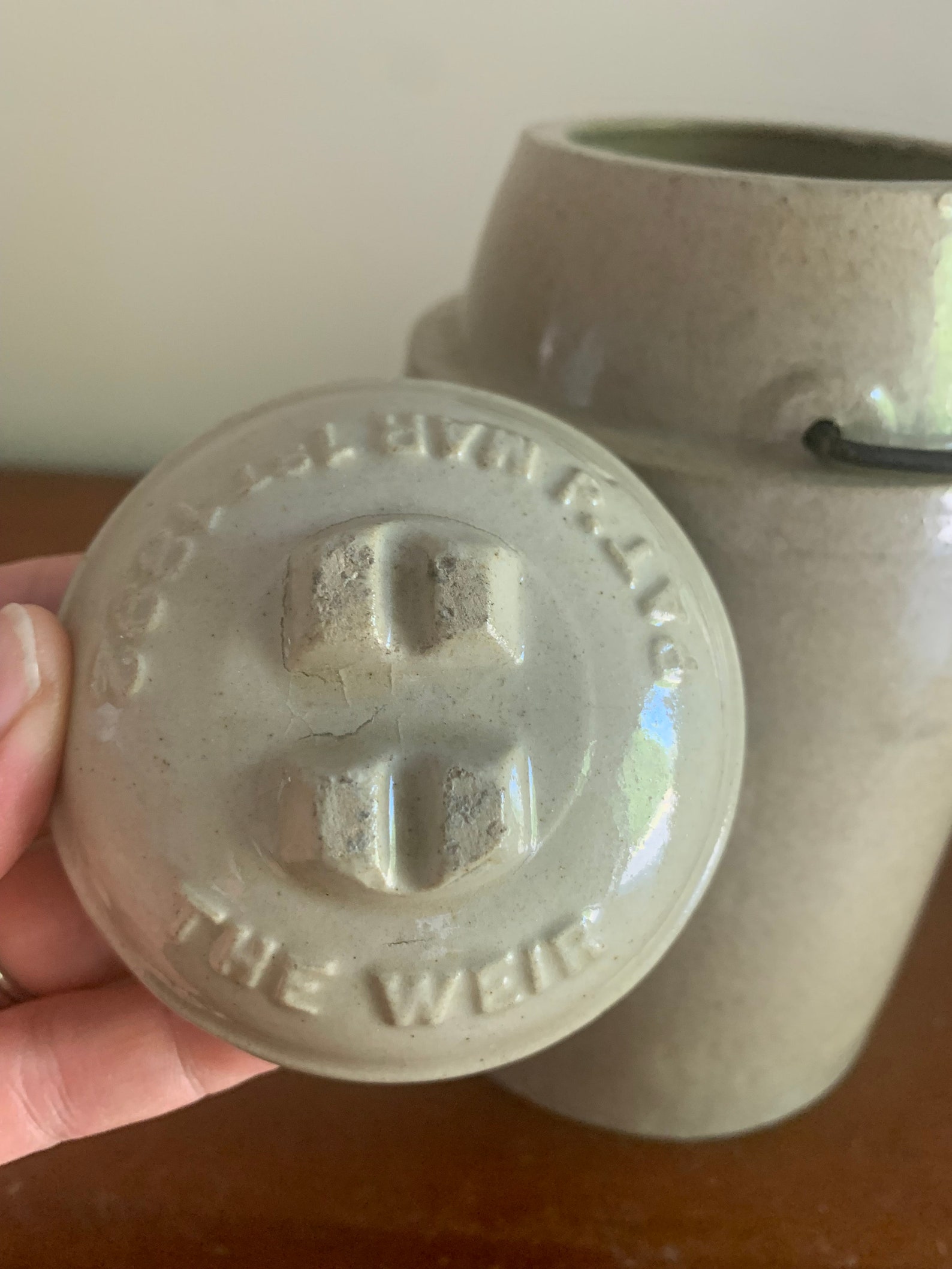 Antique Weir Neutral Stoneware Pottery Canning Storage Jar Crock Lid ...