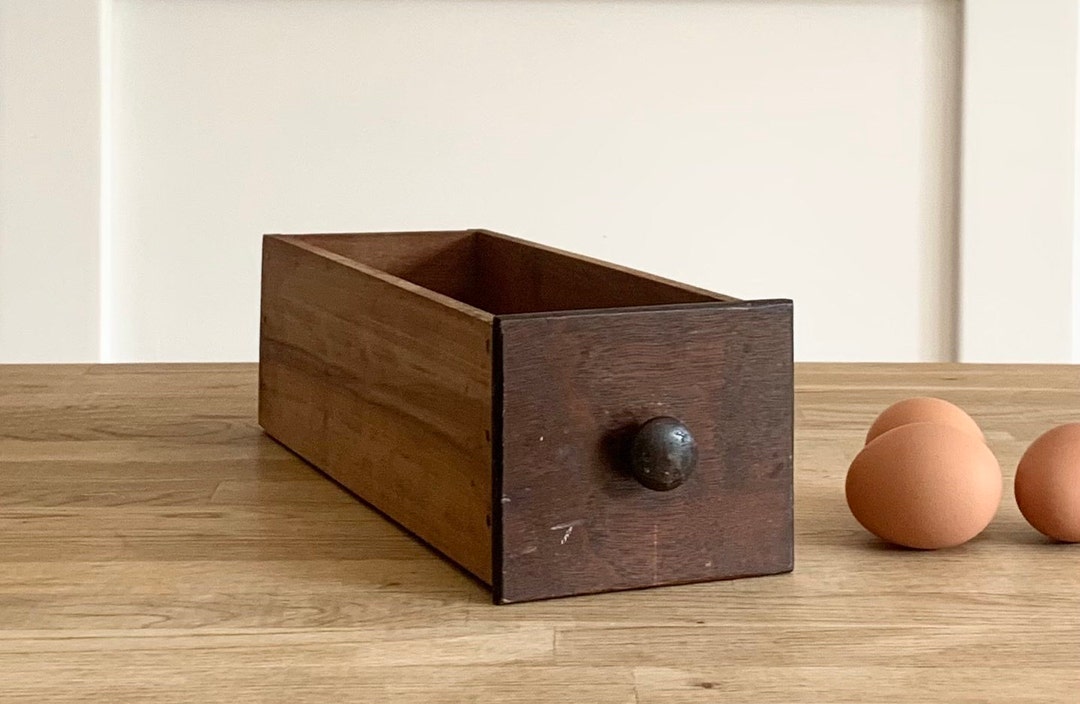 Vintage Long Wood Organizer Storage Box With Knob Pull Drawer,simple ...