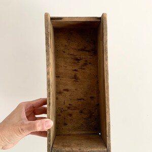 Antique Long Narrow Wood Organizer Storage Box Bin White Ceramic Knob ...