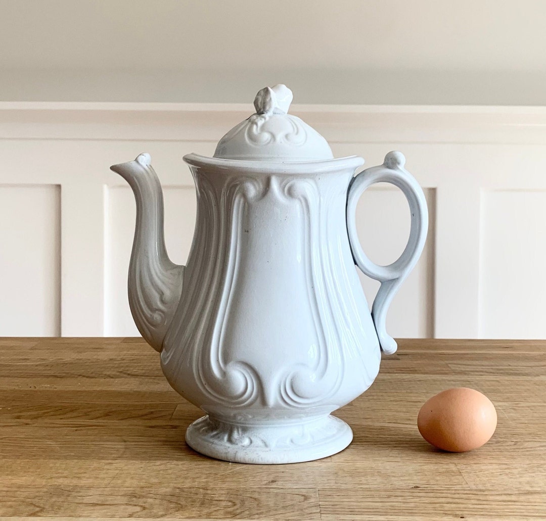 Antique Mayer & Elliot White Berlin Ironstone Footed Teapot Coffee Pot ...